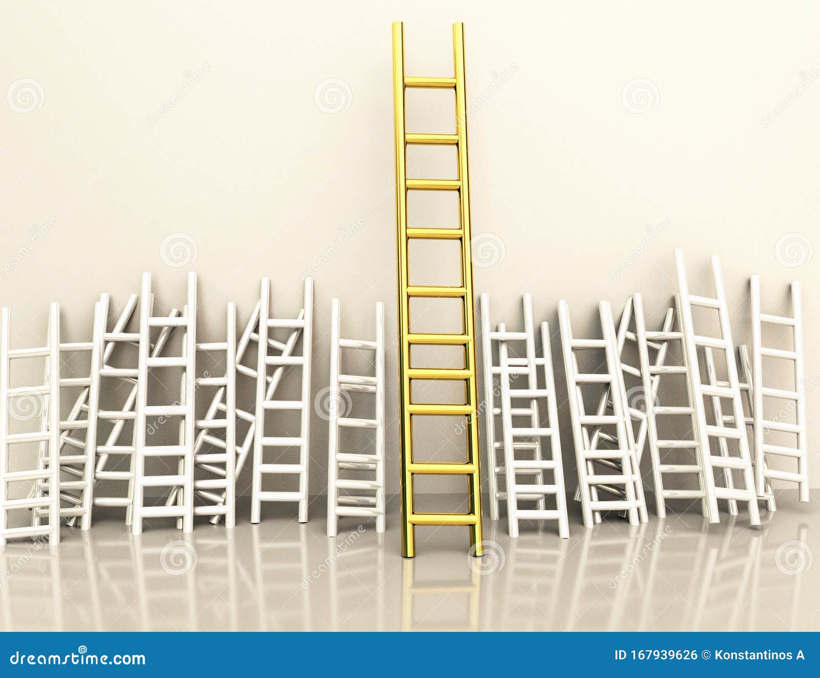 Ladder Golden Gold Competitive Advantage - 3d Rendering Stock ...