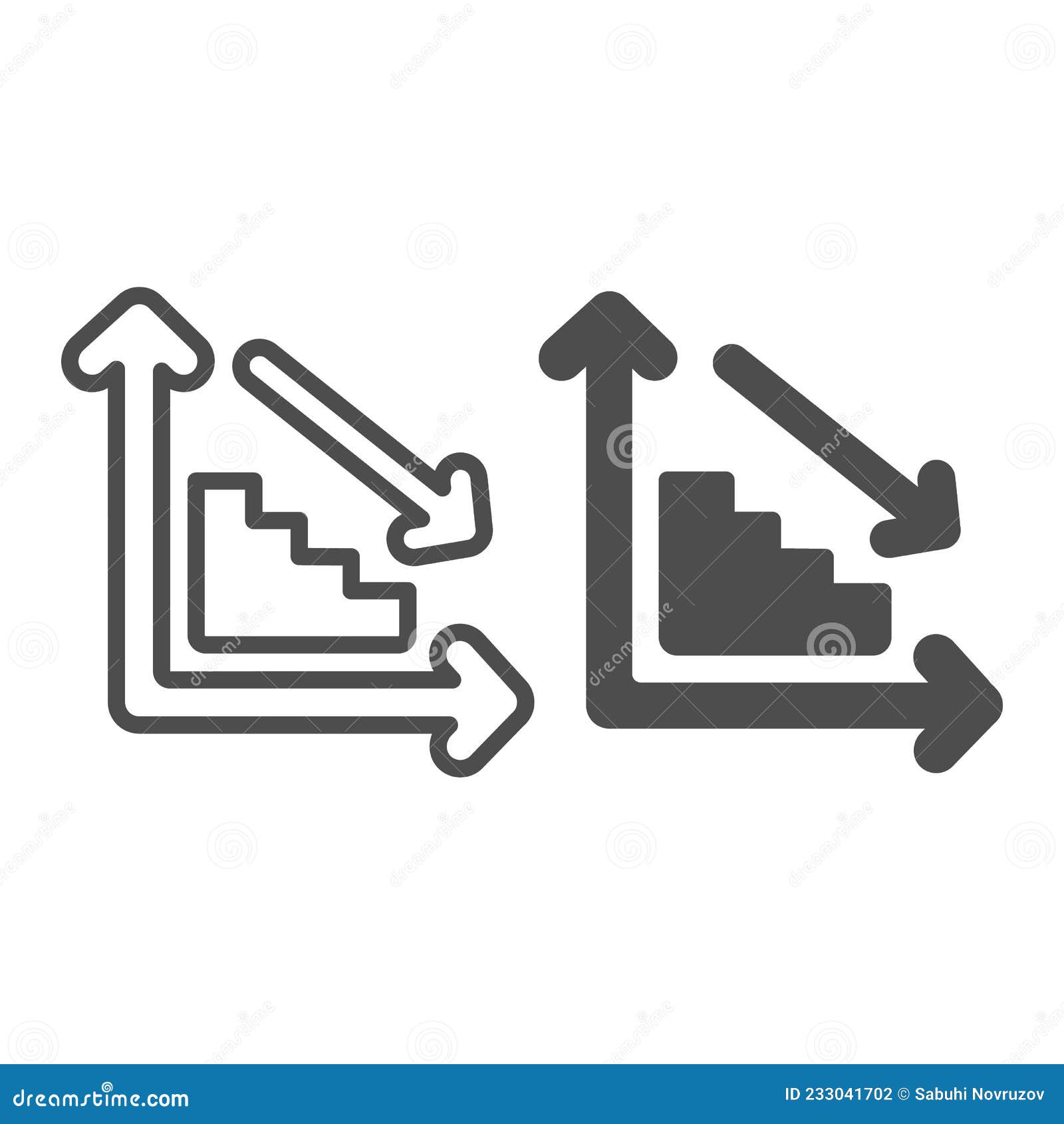 Ladder Graph with Steps Going Down and Arrow Line and Solid Icon ...