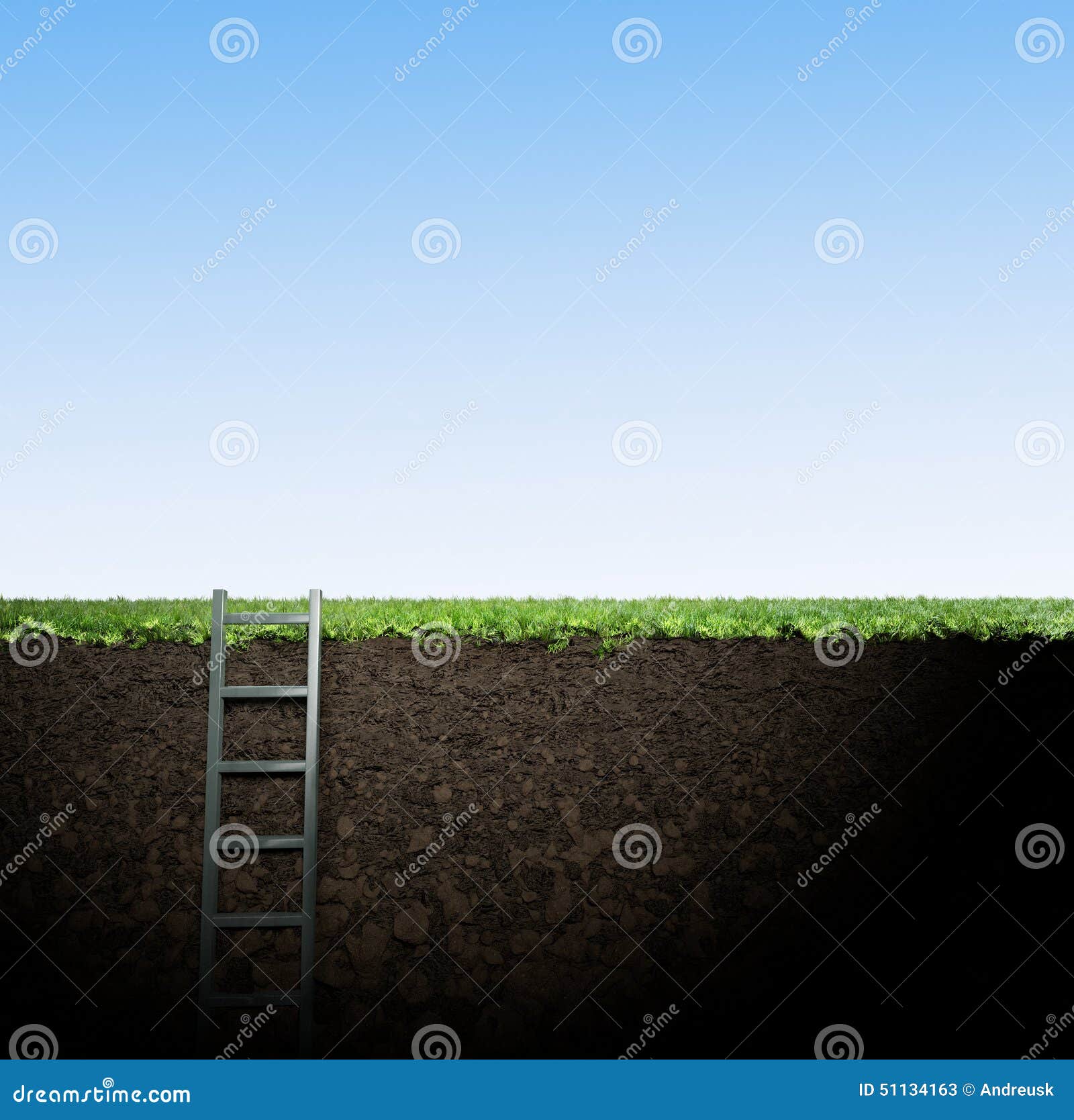 Ladder from hole stock illustration. Illustration of exit - 51134163