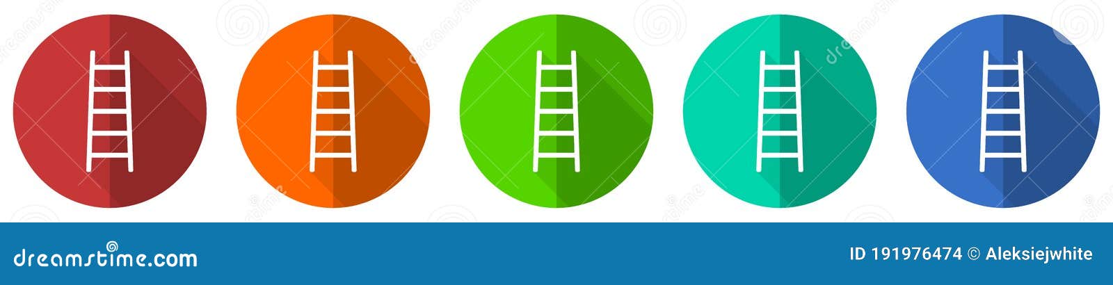 Ladder Icon Set, Step, Climb, Tool, Level, Red, Blue, Green and Orange ...