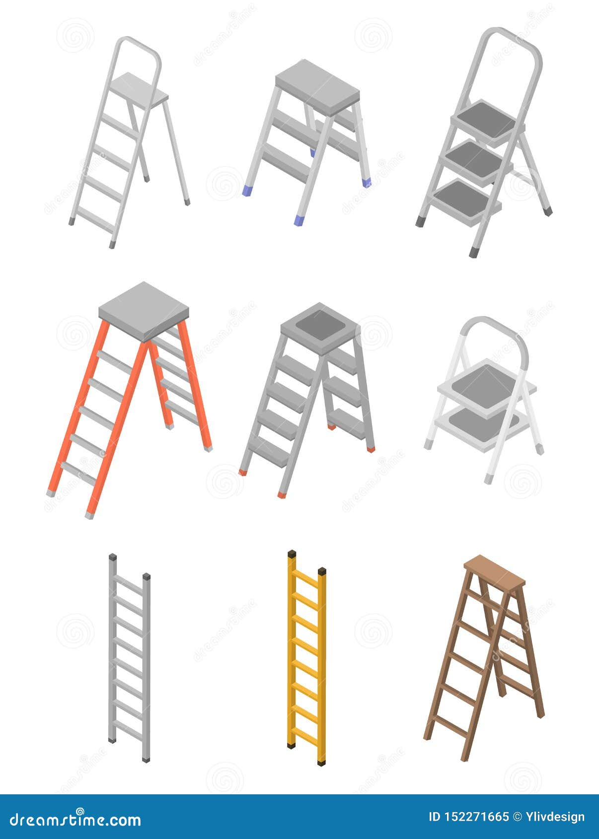 Set Of Ladder Icons . Stairs Up And Down Neon Icons. Elements Of ...