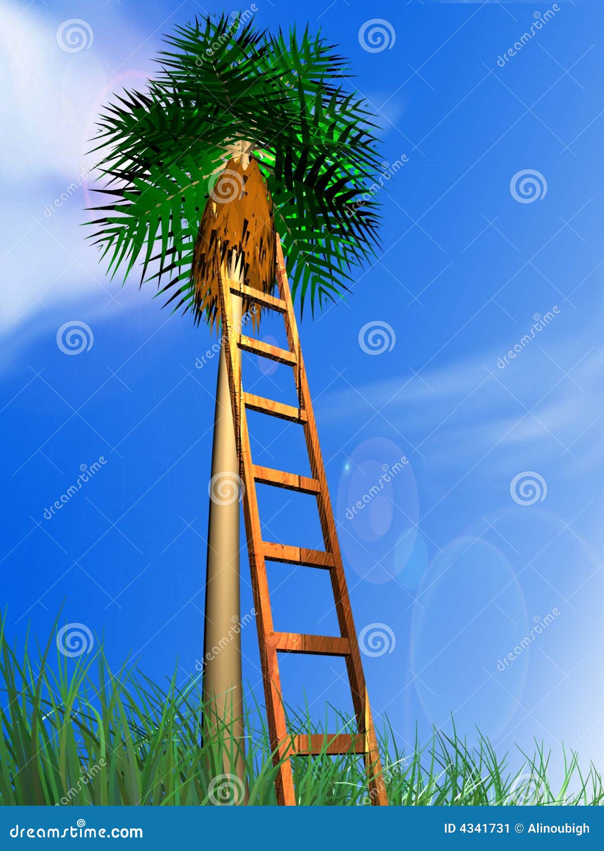 Ladder in landscape stock image. Image of meadow, render - 4341731