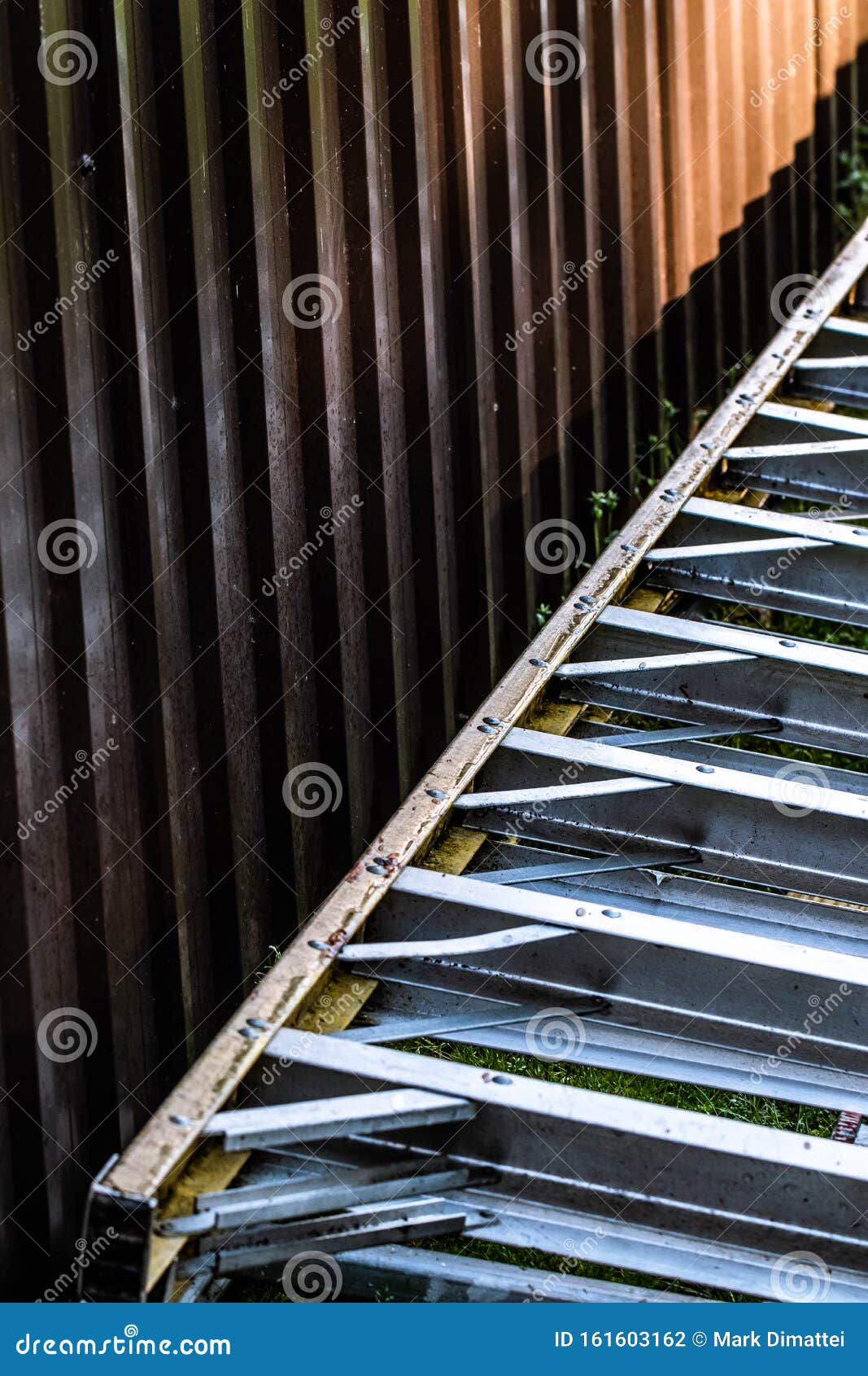 Abstract Portrait Close Up of Ladder Laying on the Ground with Pattern ...