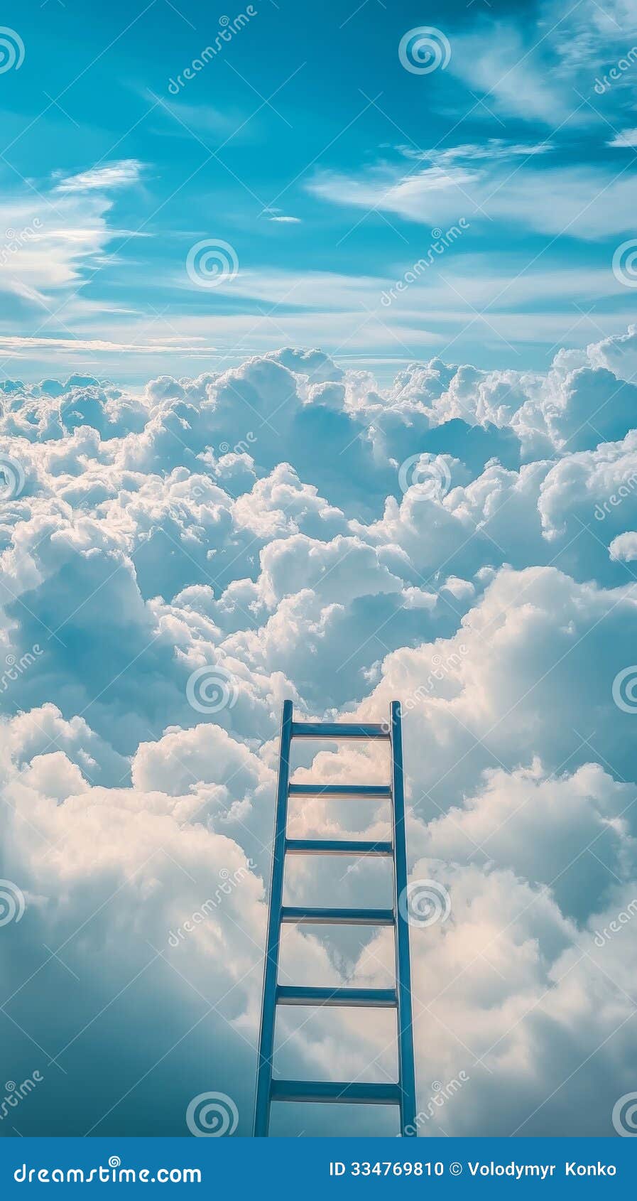 Ladder Leading into Clouds Under Blue Sky, Surreal Concept Stock Photo ...