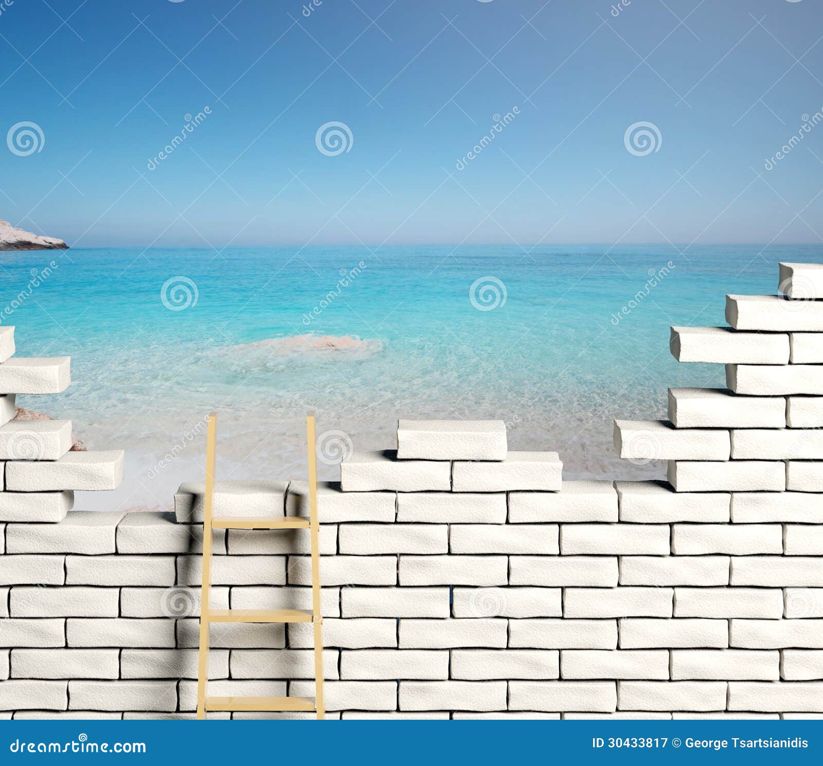 Ladder Leading To a Beautiful Beach Stock Illustration - Illustration ...