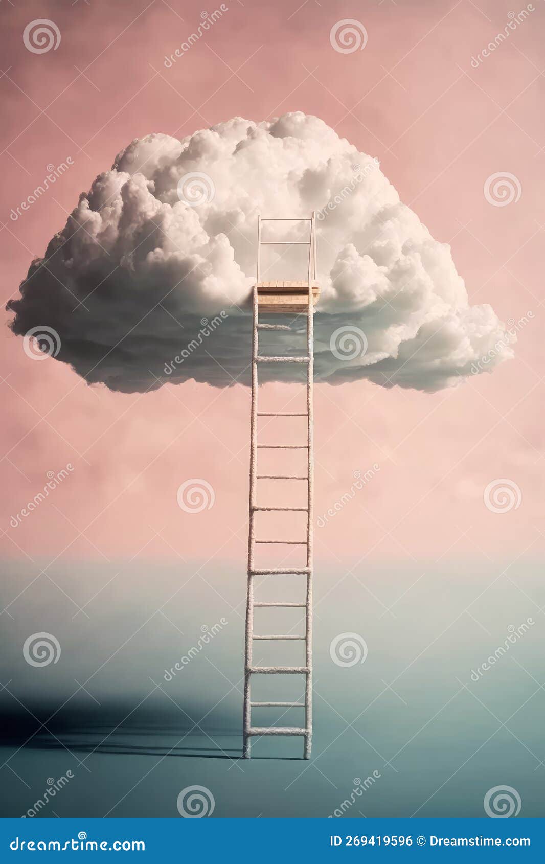 Ladder Leading To Cloud Shaped Like Ladder. Generative AI Stock ...