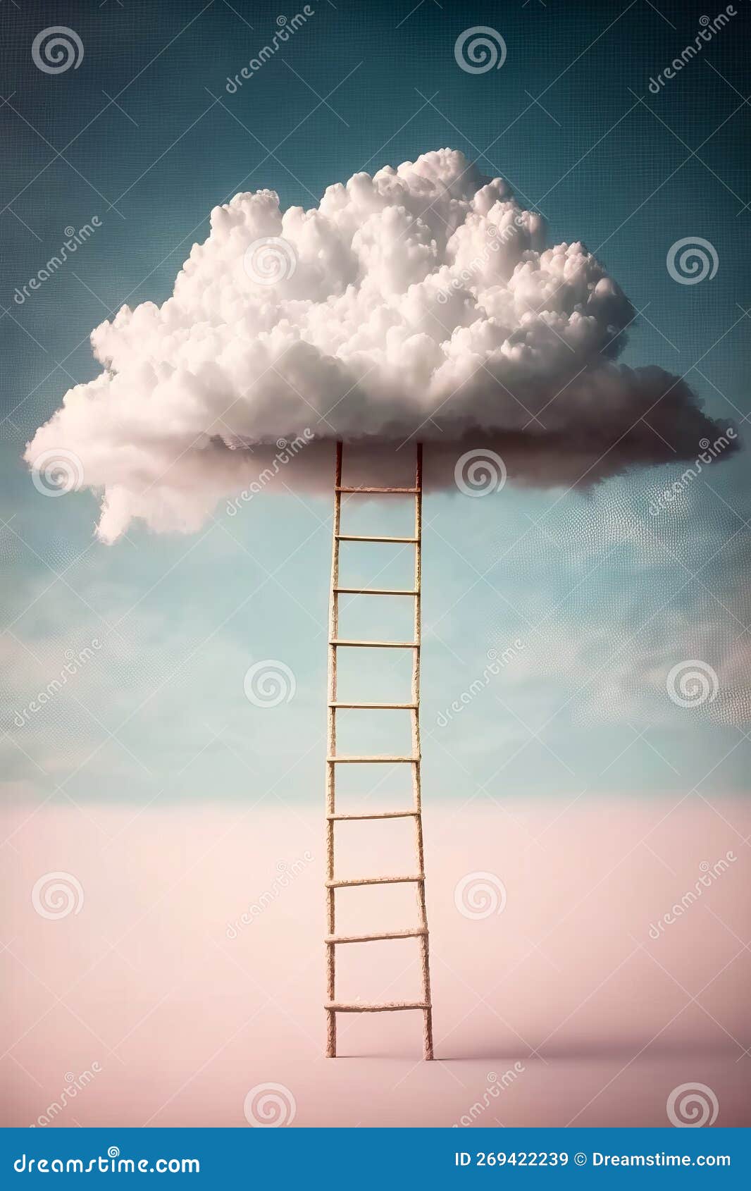 Ladder Leading To Cloud Shaped Like Ladder. Generative AI Stock ...