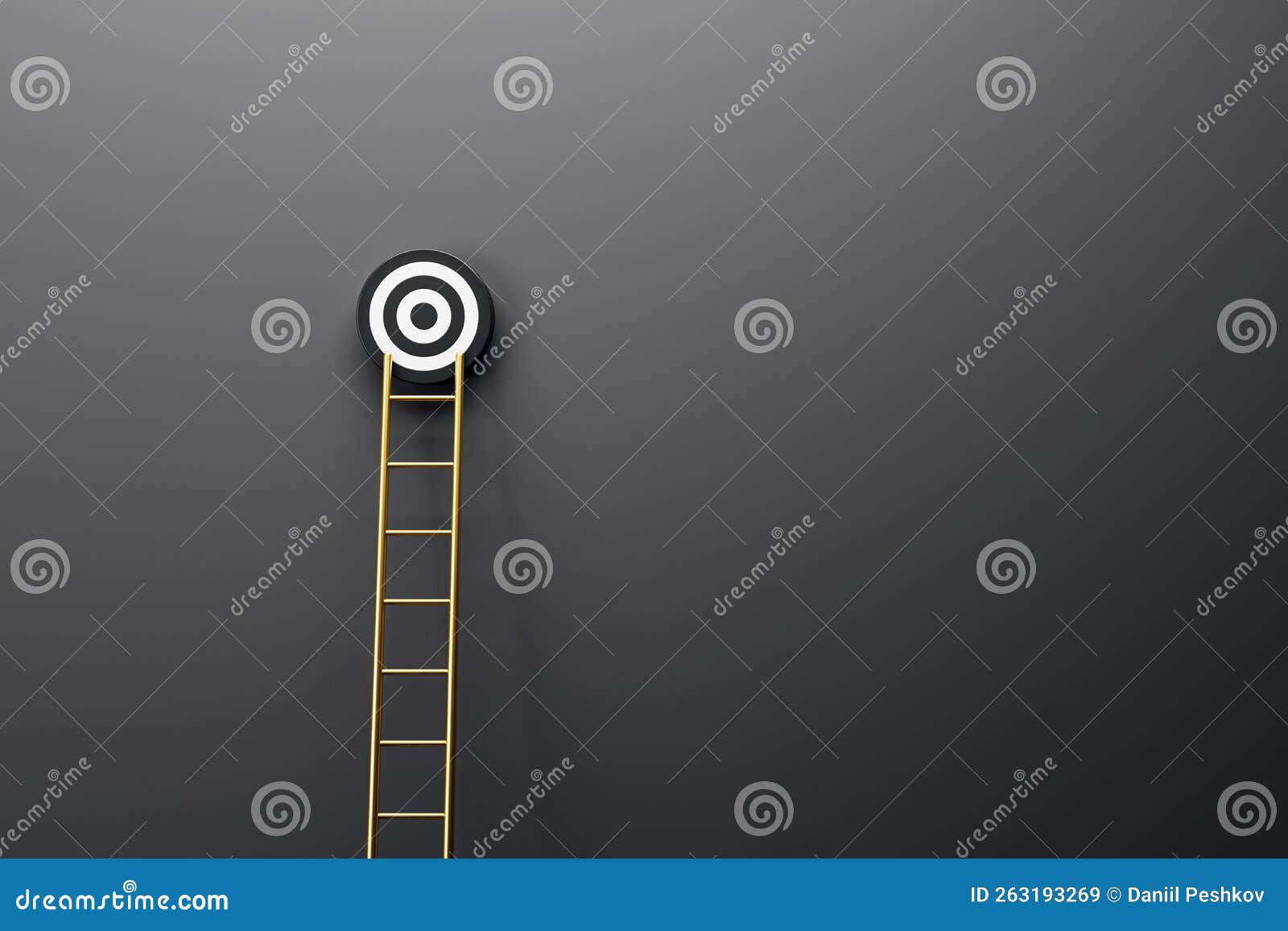 Ladder Leading To Target on Black Concrete Wall Backdrop with Mock Up ...