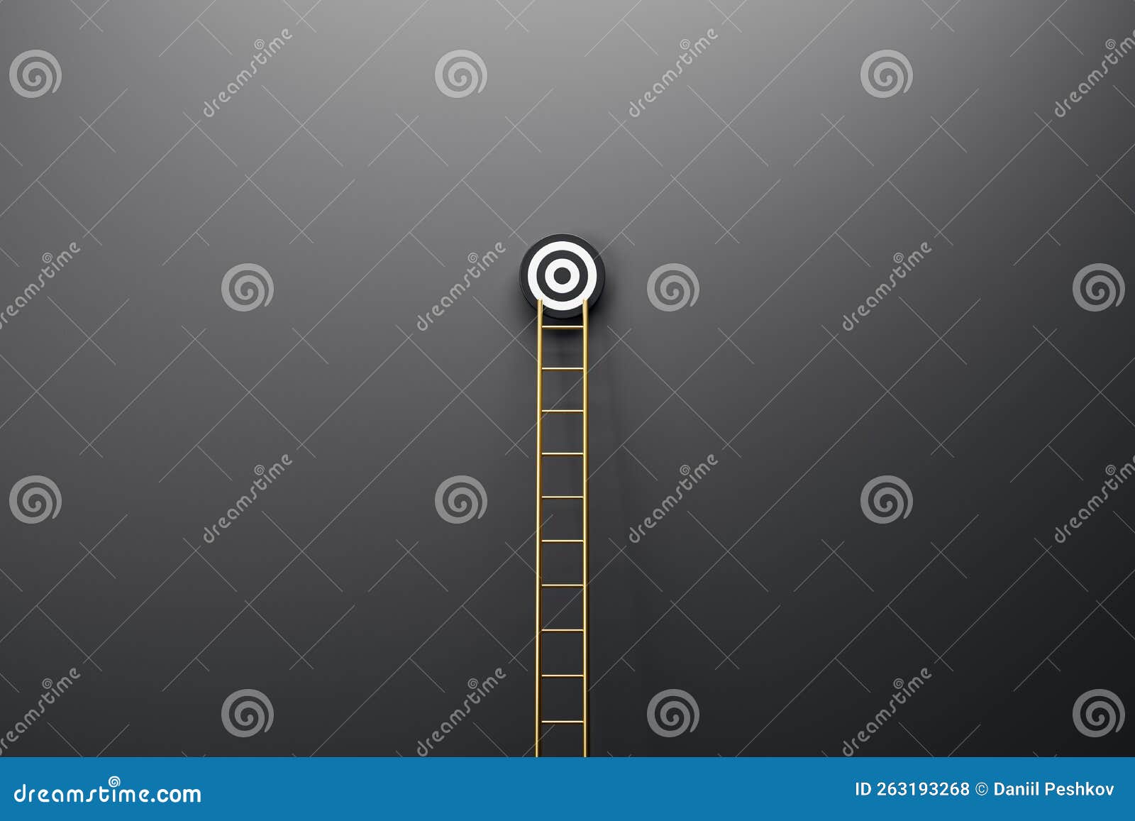Ladder Leading To Target on Black Concrete Wall Background with Mock Up ...