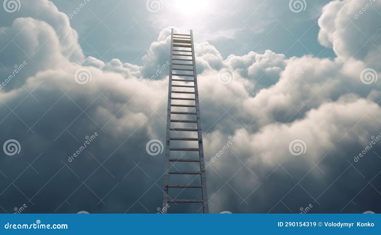 Ladder Leading Up To Clouds. Generative Ai Stock Image - Image of ...