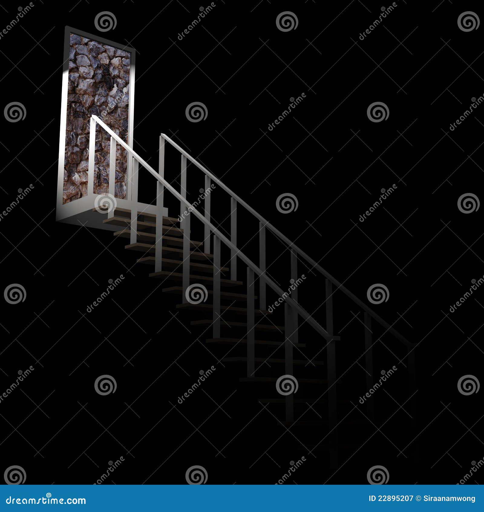 Ladder Leading Up To the Rock Wall Dead End. Stock Illustration ...