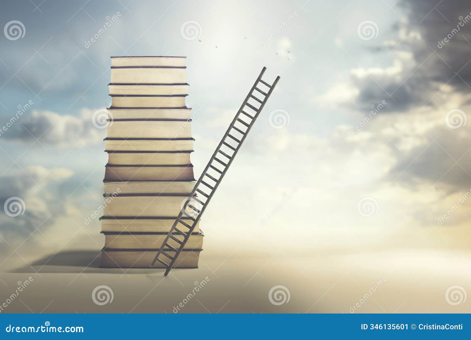Ladder Leaning on a Stack of Books that is Falling, Concept of ...