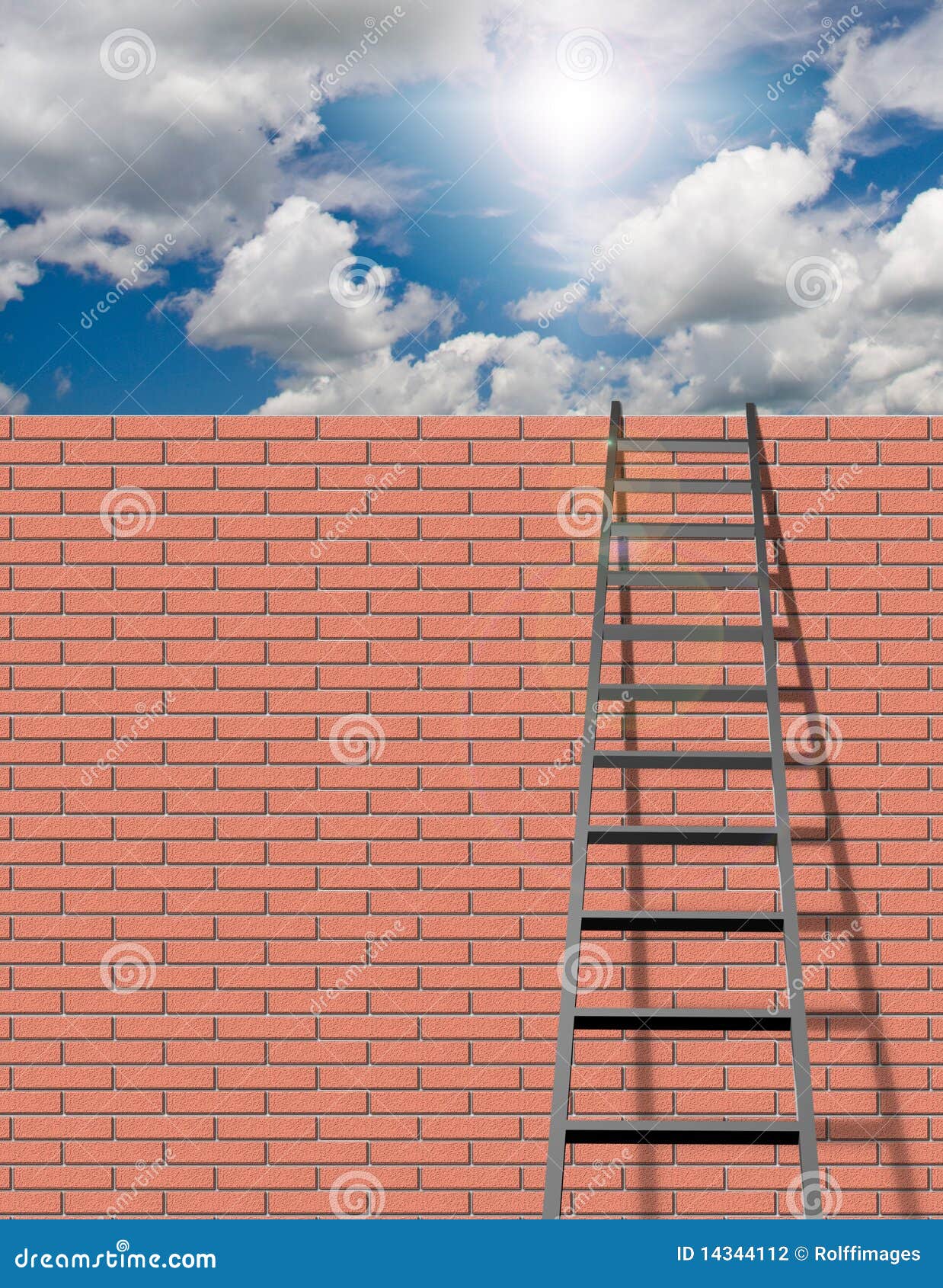 Red Ladder Leans Against A Brick Wall Stock Photography | CartoonDealer ...