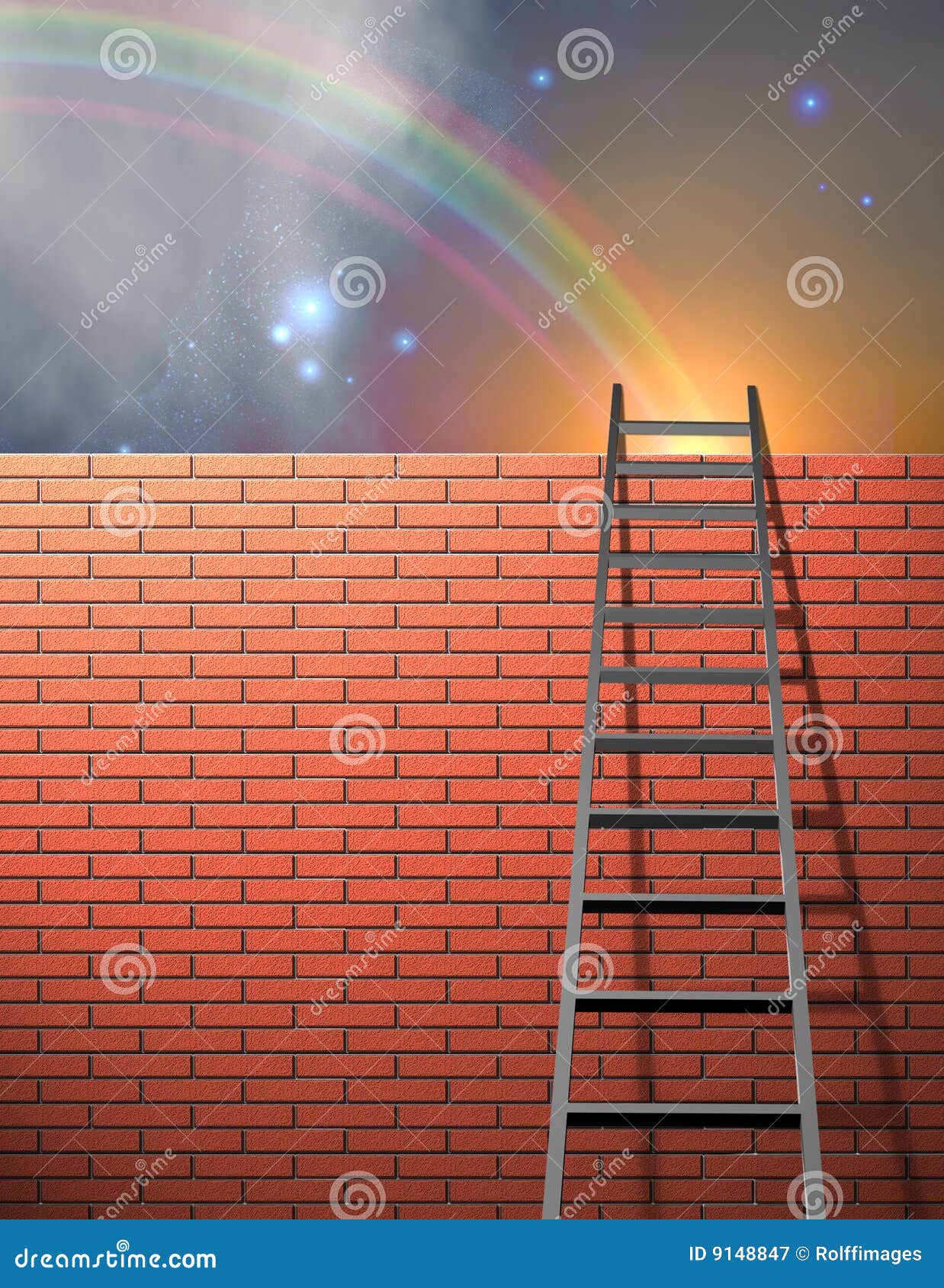 Red Ladder Leans Against A Brick Wall Stock Photography | CartoonDealer ...
