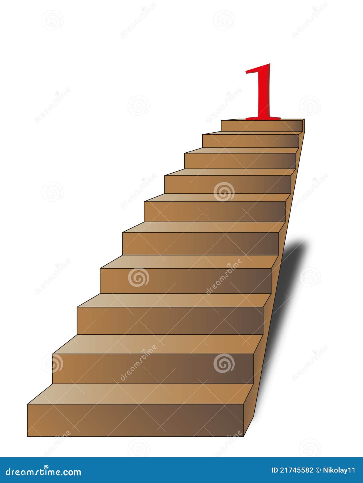 Ladder with Number One on the Top Stock Vector - Illustration of ...