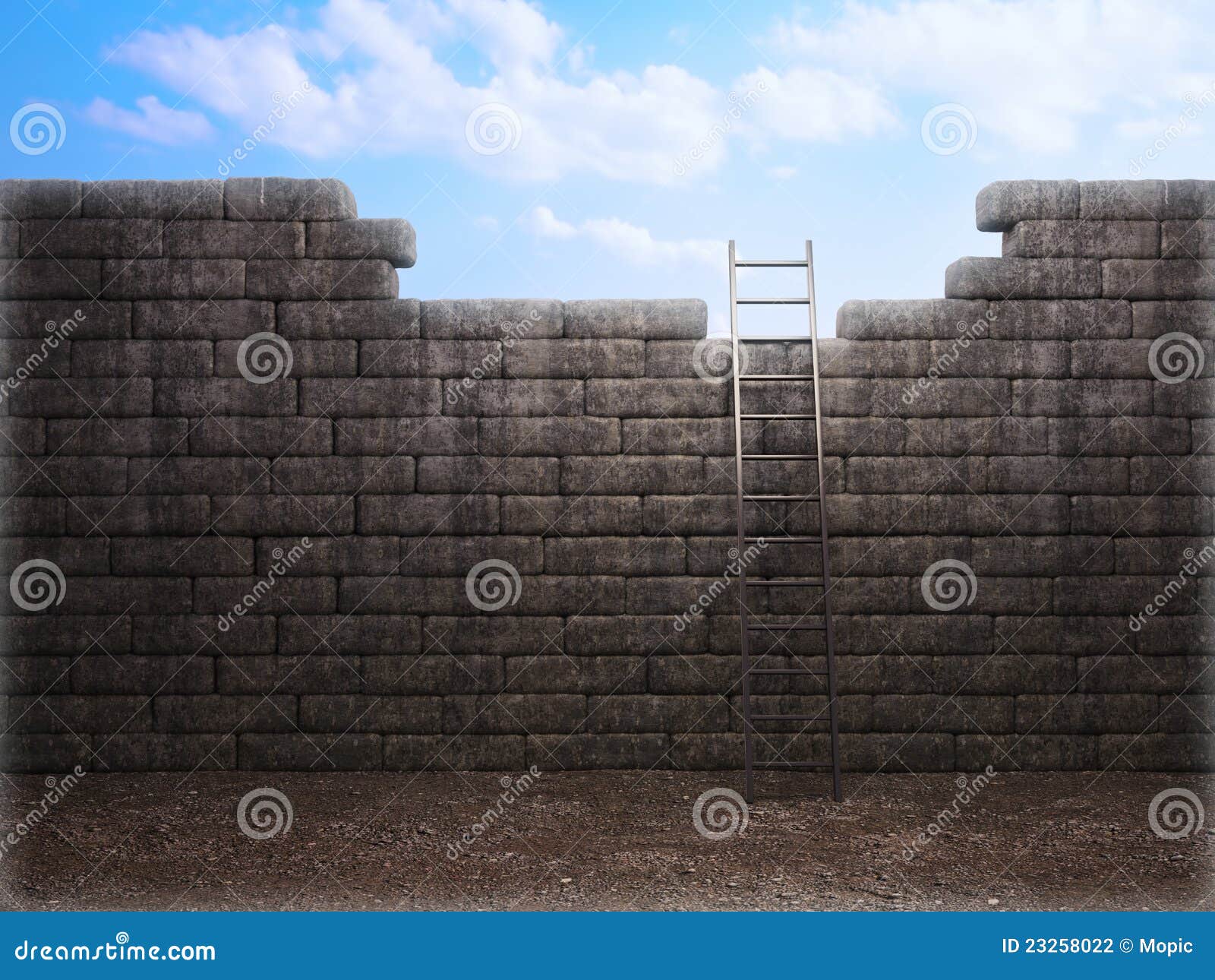 Ladder over the wall stock illustration. Illustration of barrier - 23258022