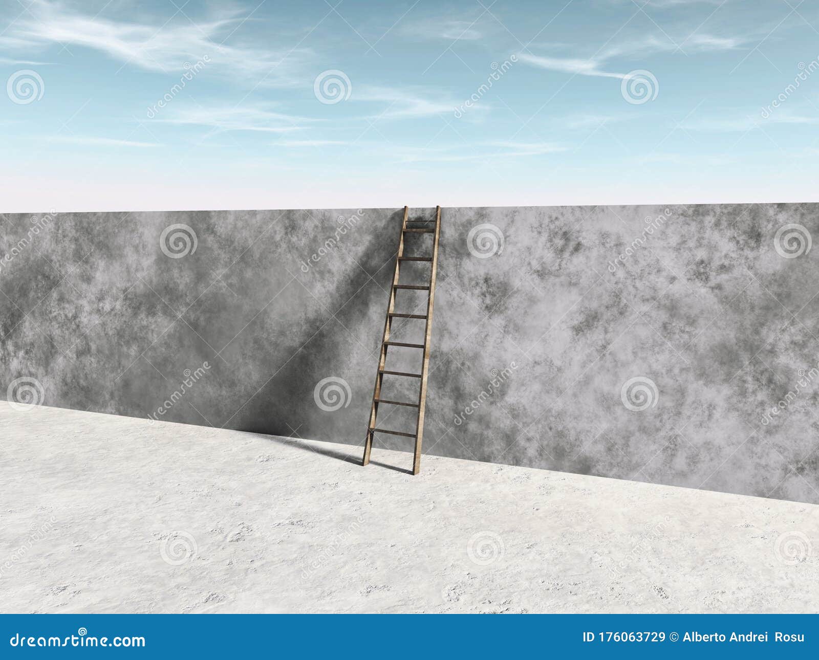 Ladder over a wall stock illustration. Illustration of climb - 176063729
