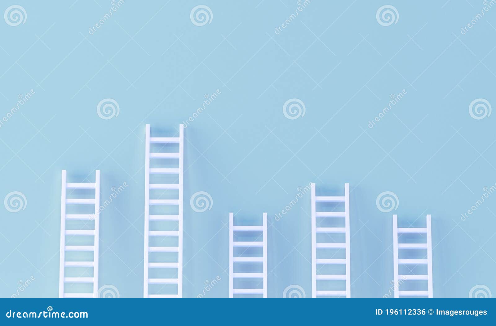 Ladder Random Collection on Pastel Blue Wall. Minimal Studio Background ...