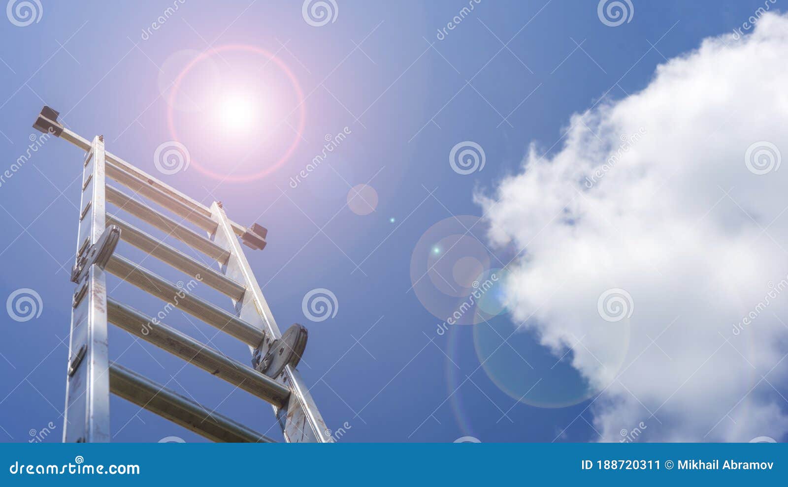 Ladder Reaching into a Blue Sky and Clouds Stock Image - Image of blue ...