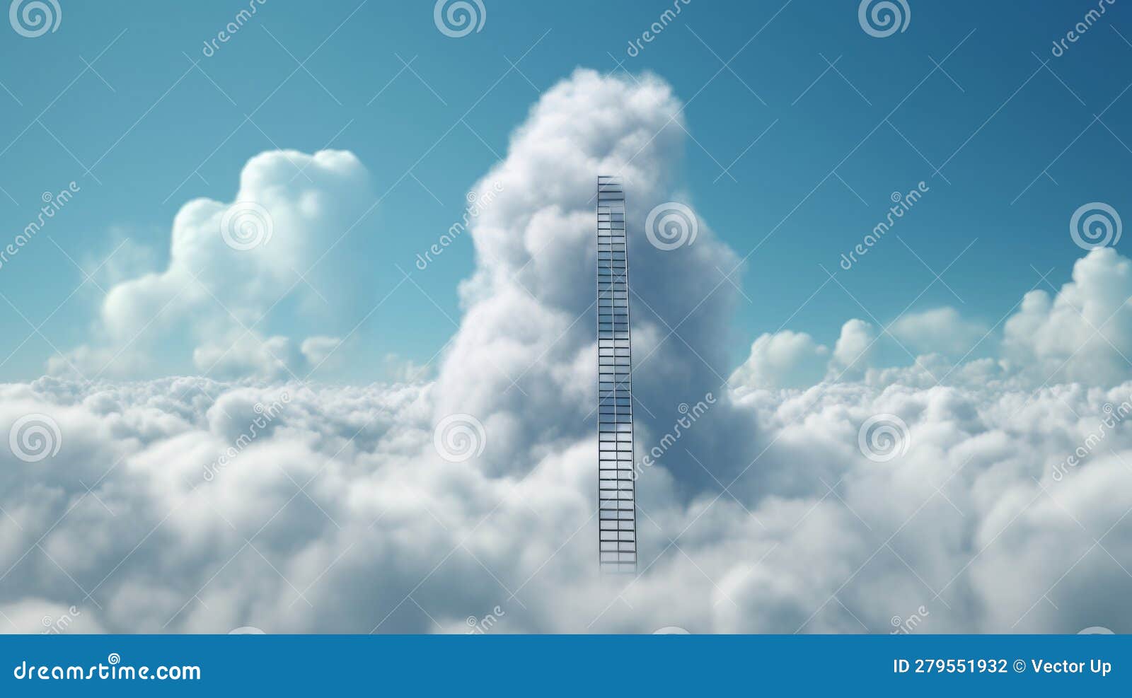 Ladder Reaching the Cloud. Generative AI Stock Illustration ...