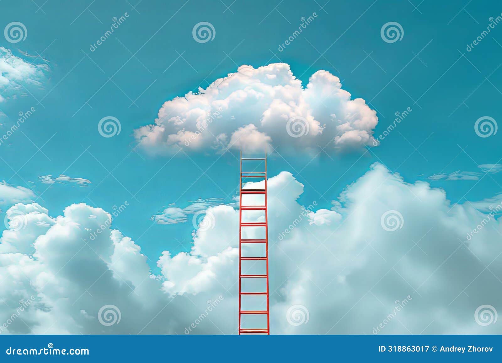 Ladder Ascending To Cloud in Sky Stock Illustration - Illustration of ...