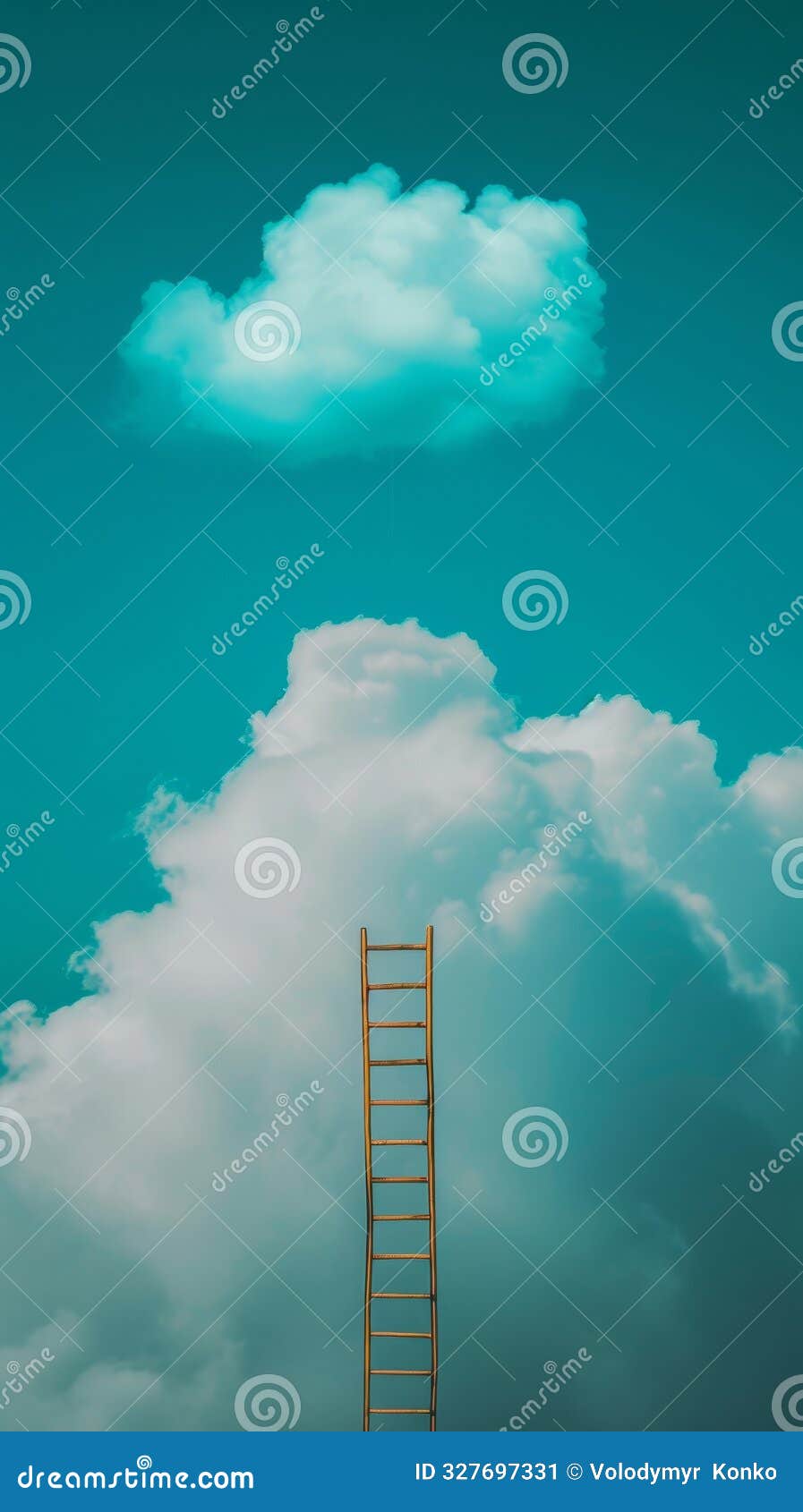 Ladder Reaching Towards a Cloud in a Surreal Sky, Conceptual Imagery ...