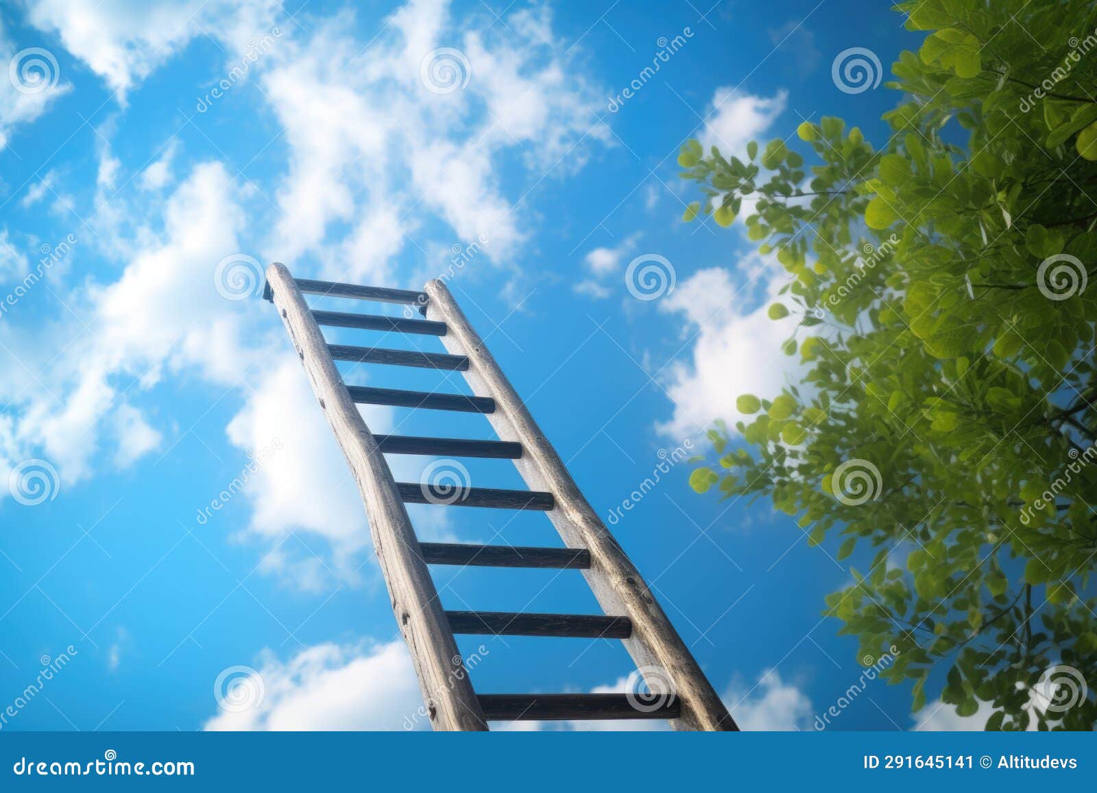A Ladder Reaching Up To a Blue Sky Stock Image - Image of blue, success ...
