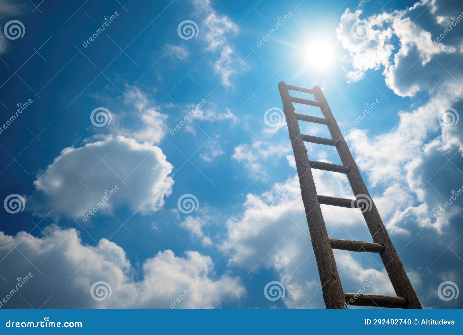 A Ladder Reaching Up To a Blue Sky Stock Photo - Image of generated ...