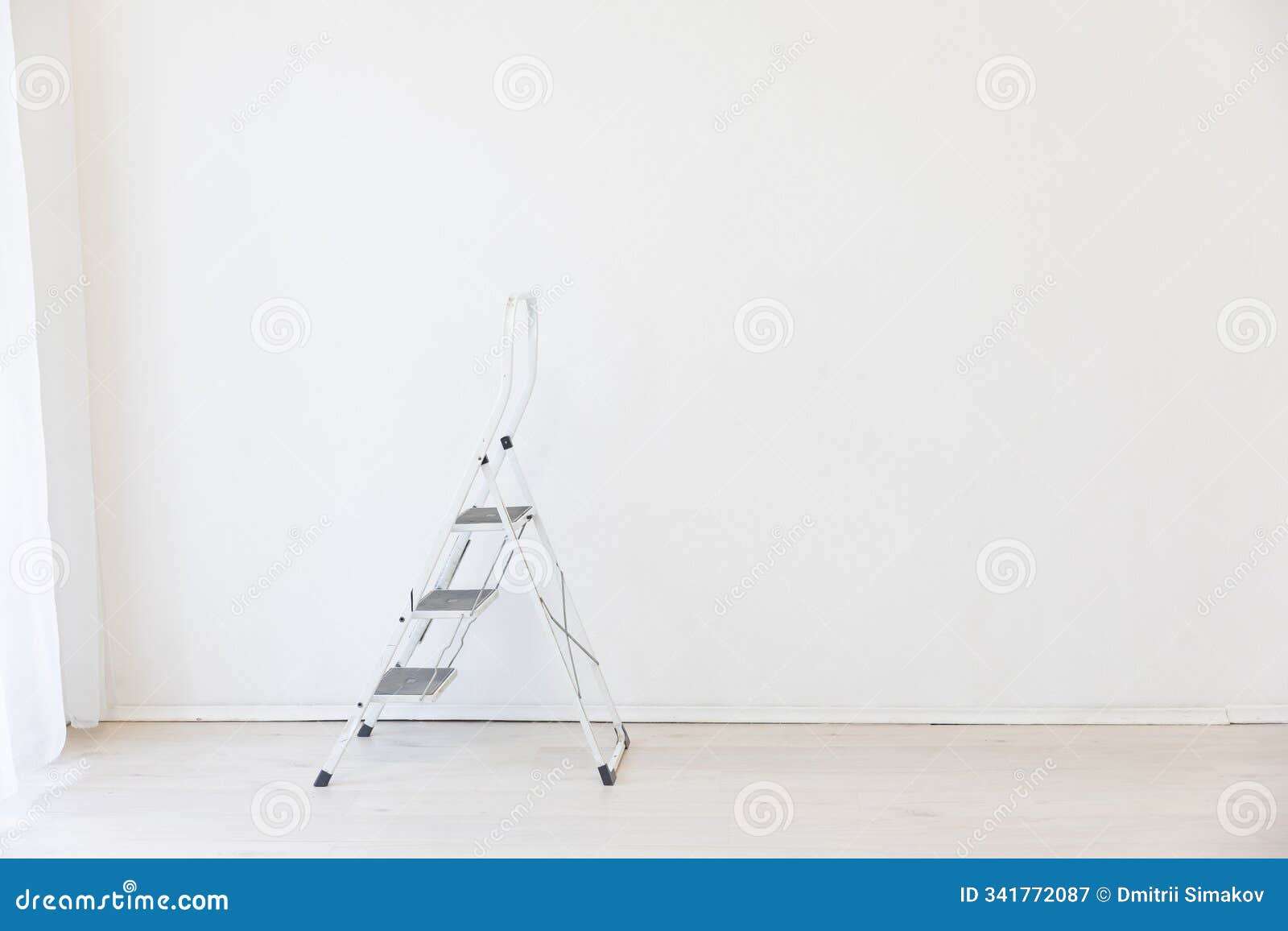Ladder Ladder for Renovation in the Interior of an Empty White Room ...