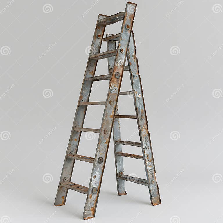 A Ladder Rests on a White Surface, Creating a Gesture of Balance and ...