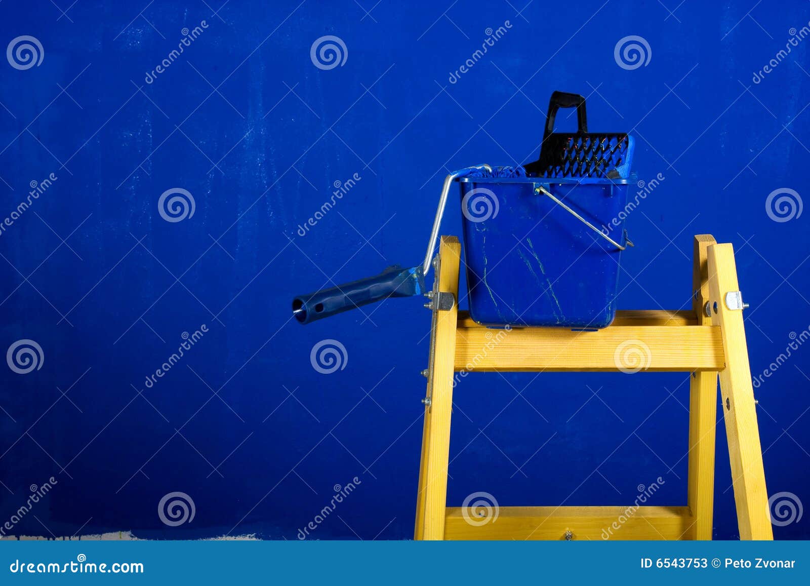 Ladder, Roller Brush, Bucket Stock Image - Image of ladder, improvement ...