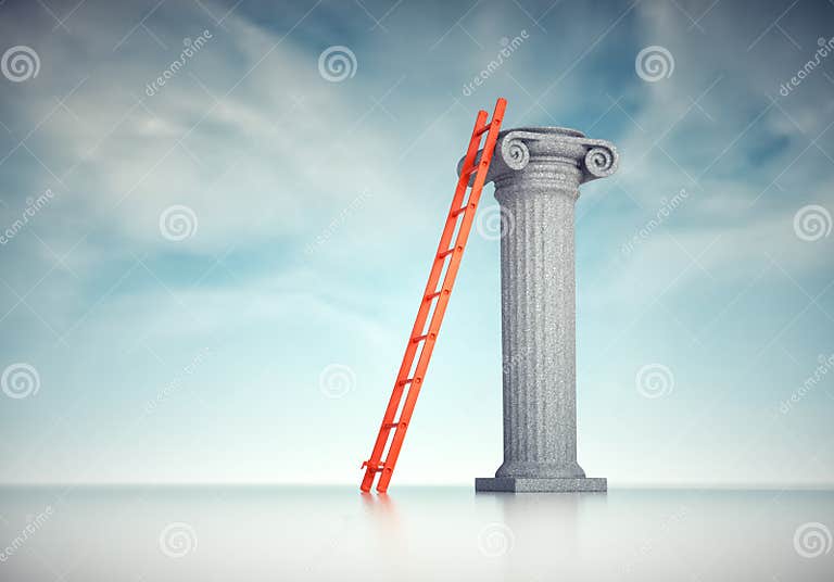 Ladder on Roman column stock illustration. Illustration of develop ...