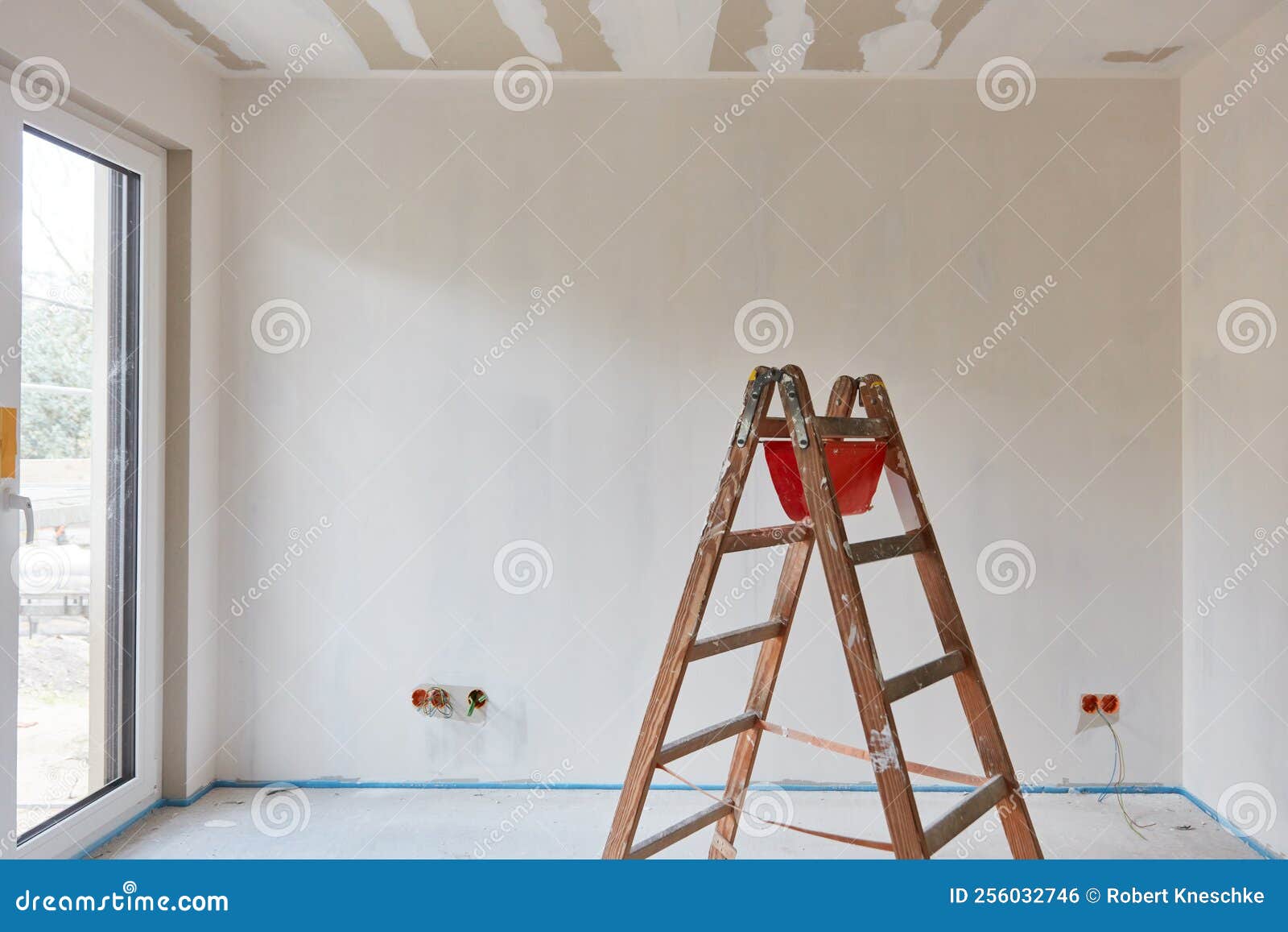 Ladder in the Room when Plastering the Interior of the Wall and Ceiling ...