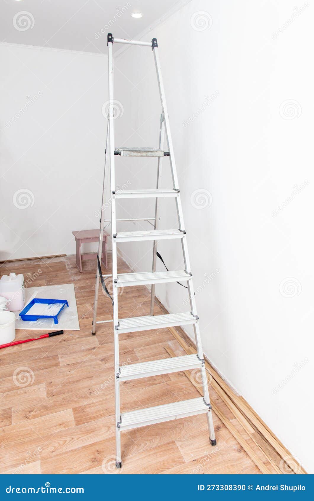 Ladder Ladder in the Room Under Renovation Stock Photo - Image of floor ...