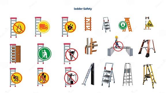 Ladder Safety for Factories and Industrial Worker Icon Illustration ...