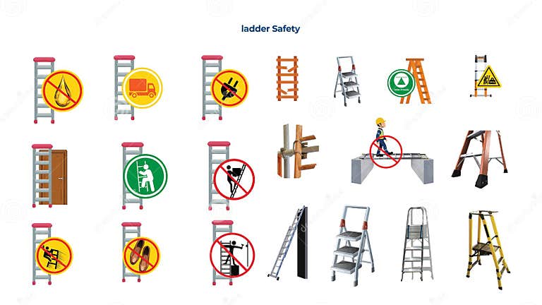 Ladder Safety for Factories and Industrial Worker Icon Illustration ...