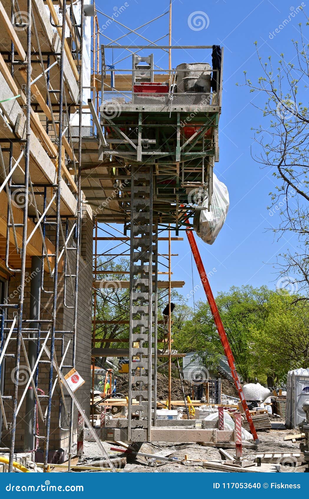 Ladder and Scaffolding on a New Construction Site Stock Photo - Image ...