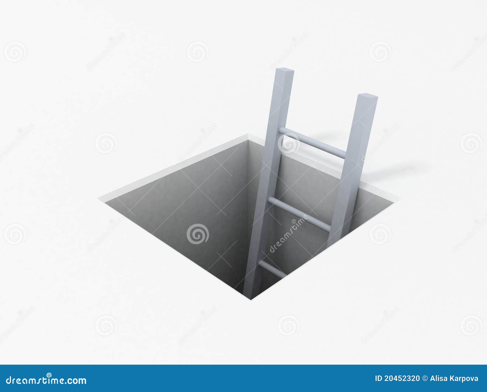 Ladder In Square Hole Over White Surface Solution Illustration ...