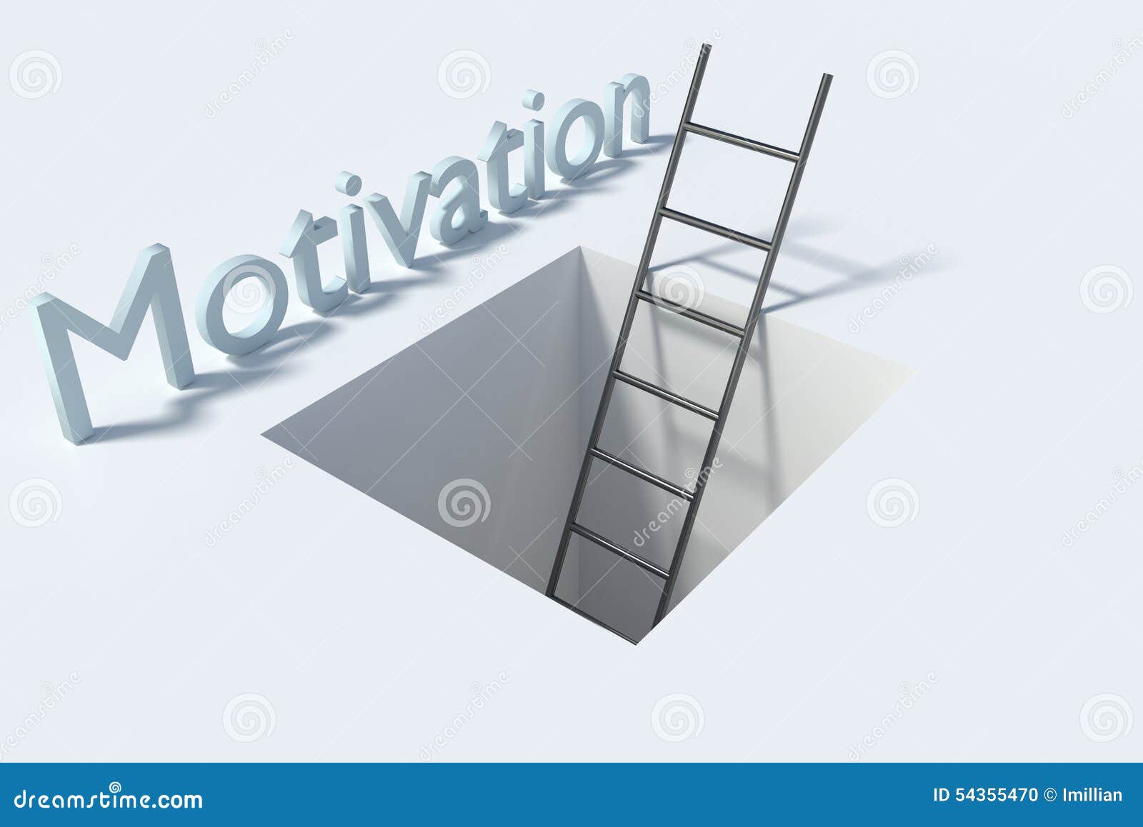 Ladder in Square Hole Over White Surface Motivation Illustration Stock ...