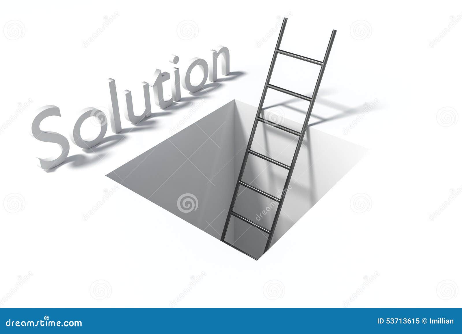 Ladder In Square Hole Over White Surface Solution Illustration ...