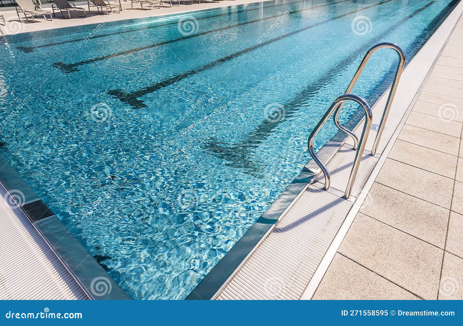 Ladder Stainless Handrails for Descent into Swimming Pool Stock Image ...