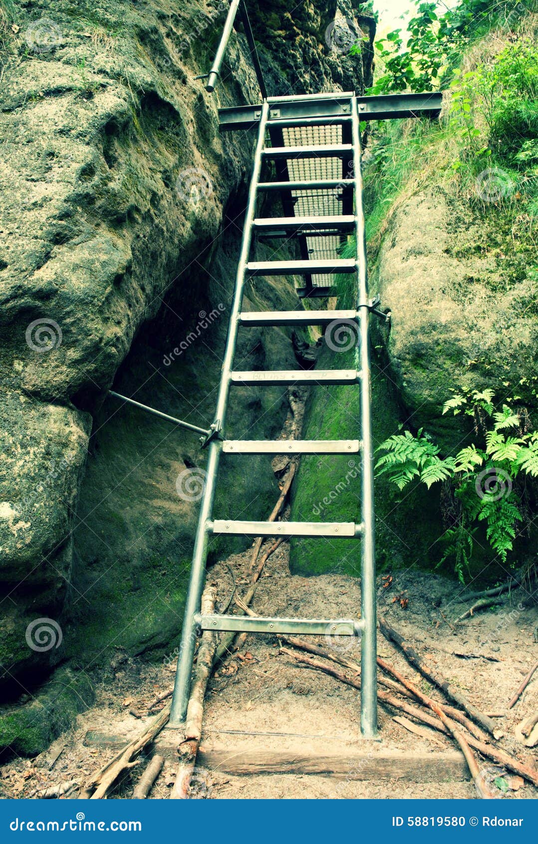 Ladder Stair Climbing On Mountain Via Ferrata Stock Photography ...