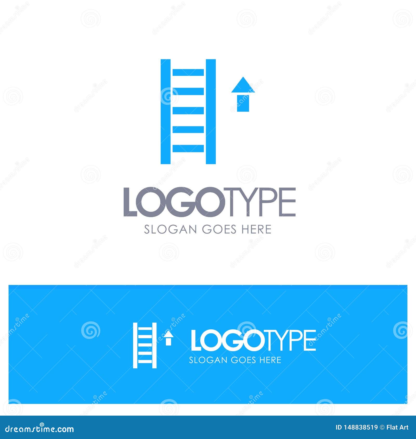 Ladder, Stair, Staircase, Arrow Blue Solid Logo with Place for Tagline ...