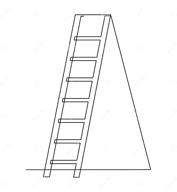 Ladder, Step-ladder, Structure for Climbing Up. Continuous Line Drawing ...