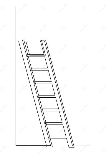 Ladder, Step-ladder, Structure for Climbing Up. Continuous Line Drawing ...