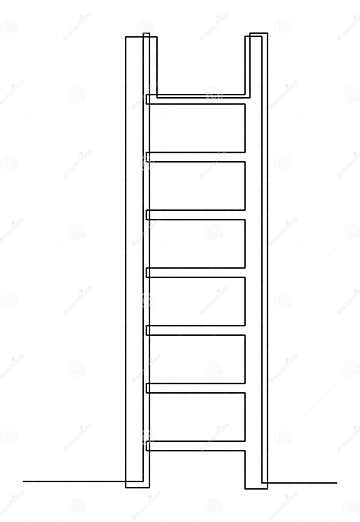Ladder, Step-ladder, Structure for Climbing Up. Continuous Line Drawing ...