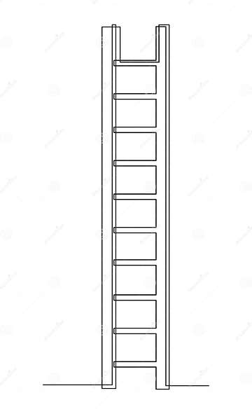 Ladder, Step-ladder, Structure for Climbing Up. Continuous Line Drawing ...