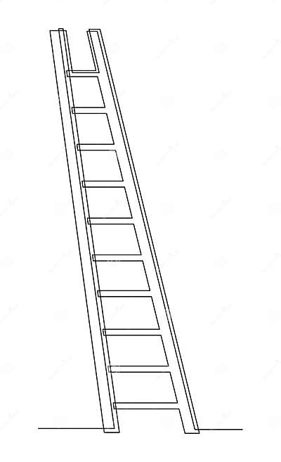 Ladder, Step-ladder, Structure for Climbing Up. Continuous Line Drawing ...