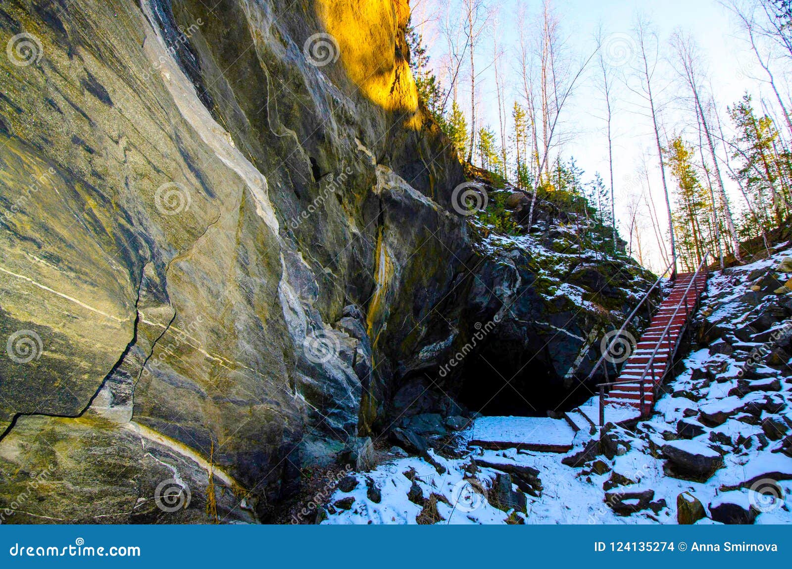 A Ladder in the Stone Mountains among the Trees Stock Photo - Image of ...