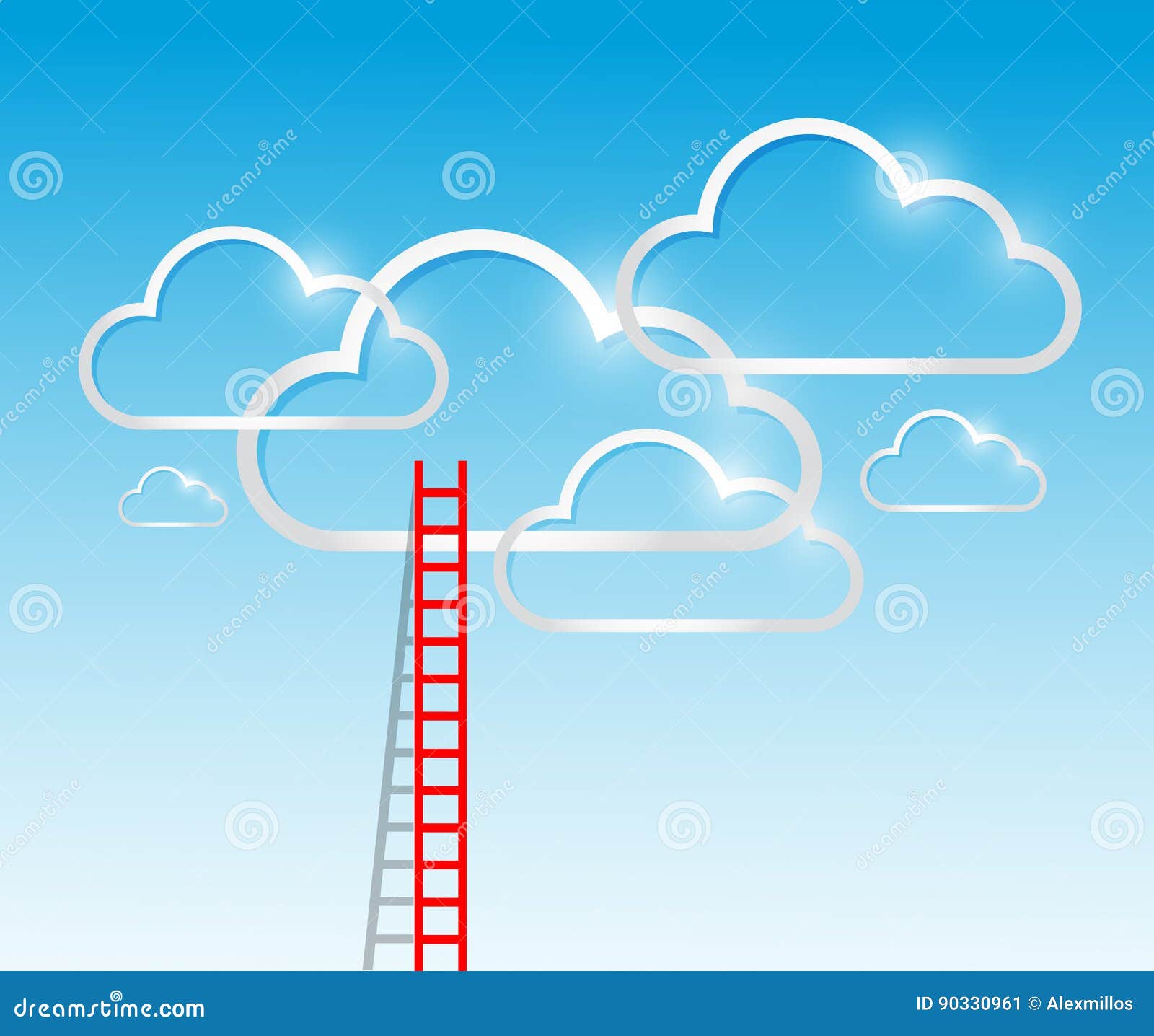 Ladder To the Clouds Concept Illustration Design Stock Illustration ...